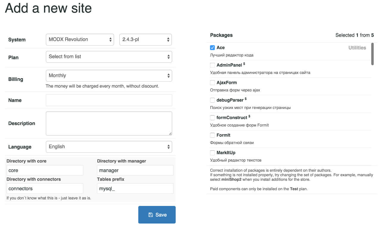 Hosting for MODX / modhost.pro
