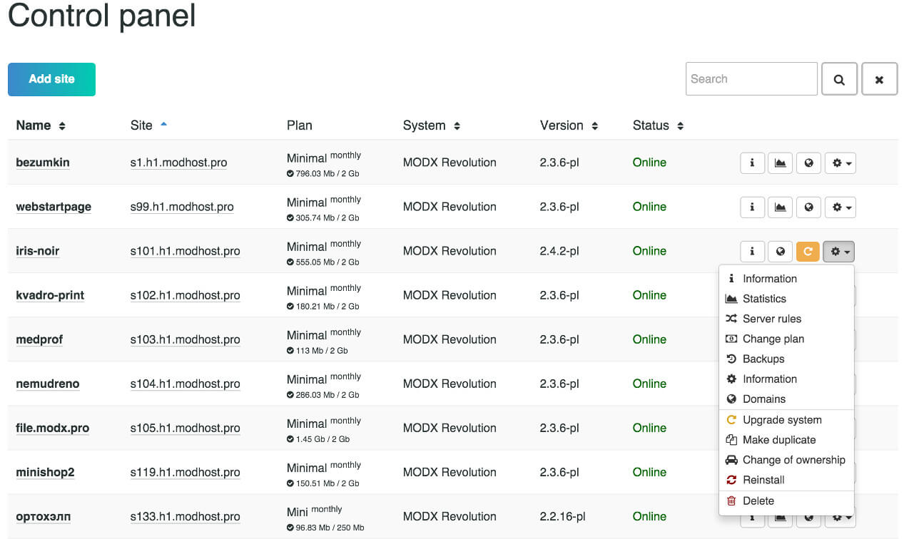 Hosting for MODX / modhost.pro